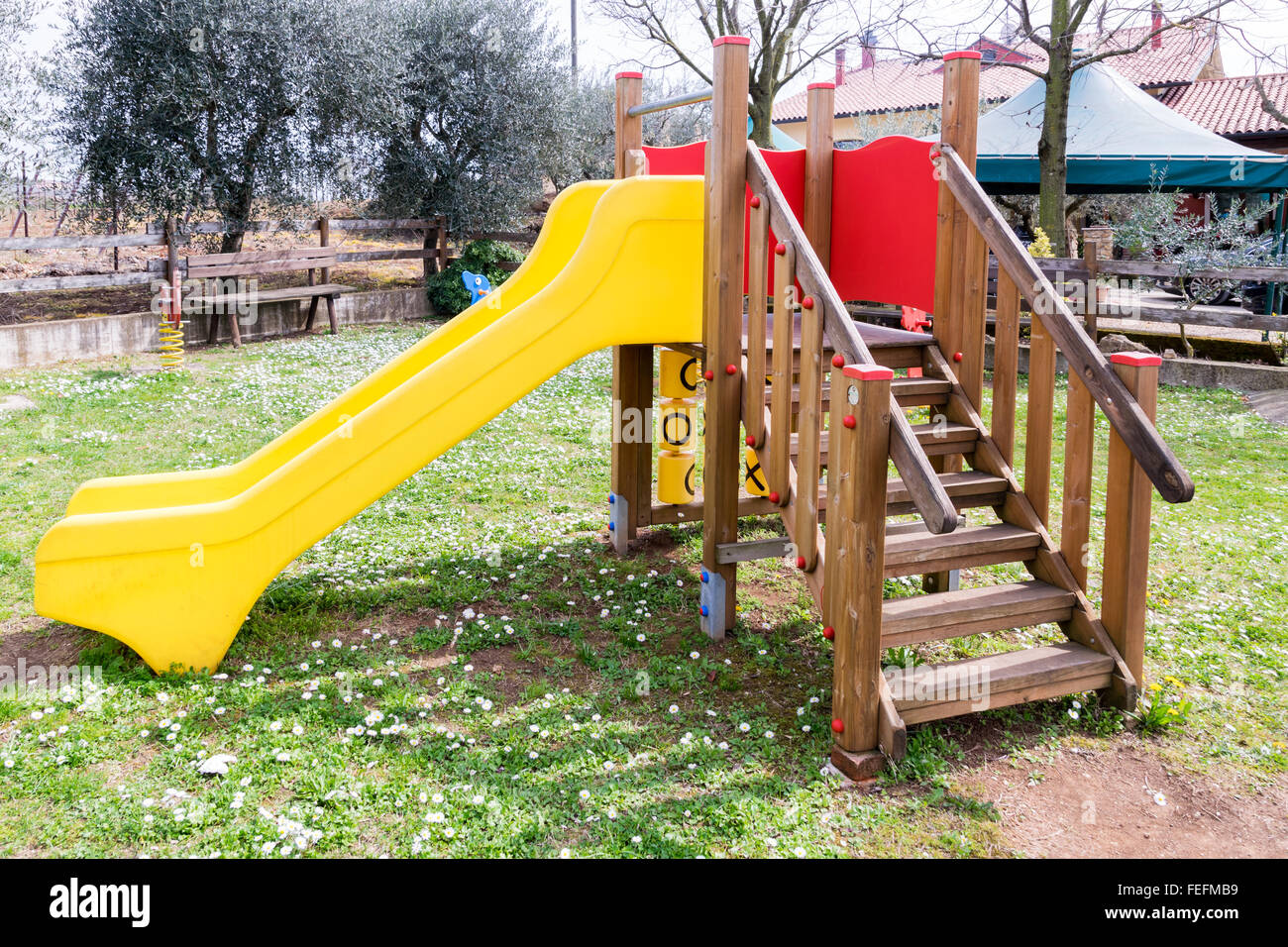 Facilities for children in an outdoor playground Stock Photo - Alamy