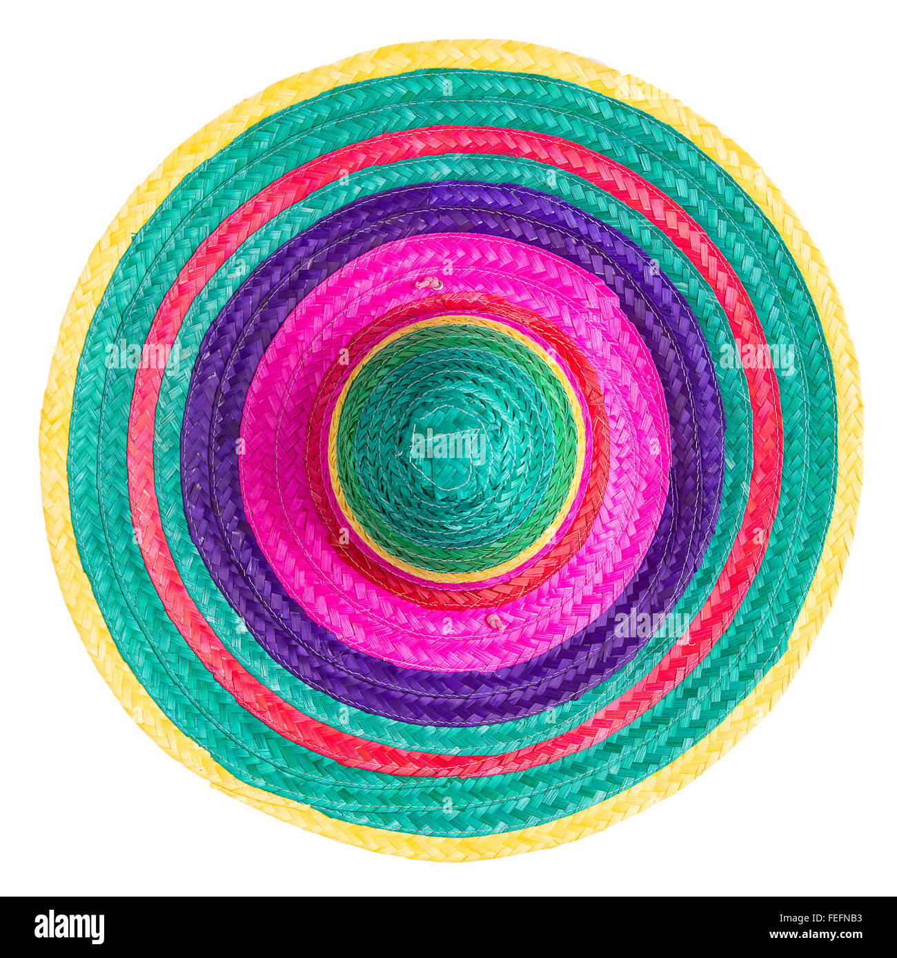 Mexican straw sombrero isolated on white - top view Stock Photo - Alamy