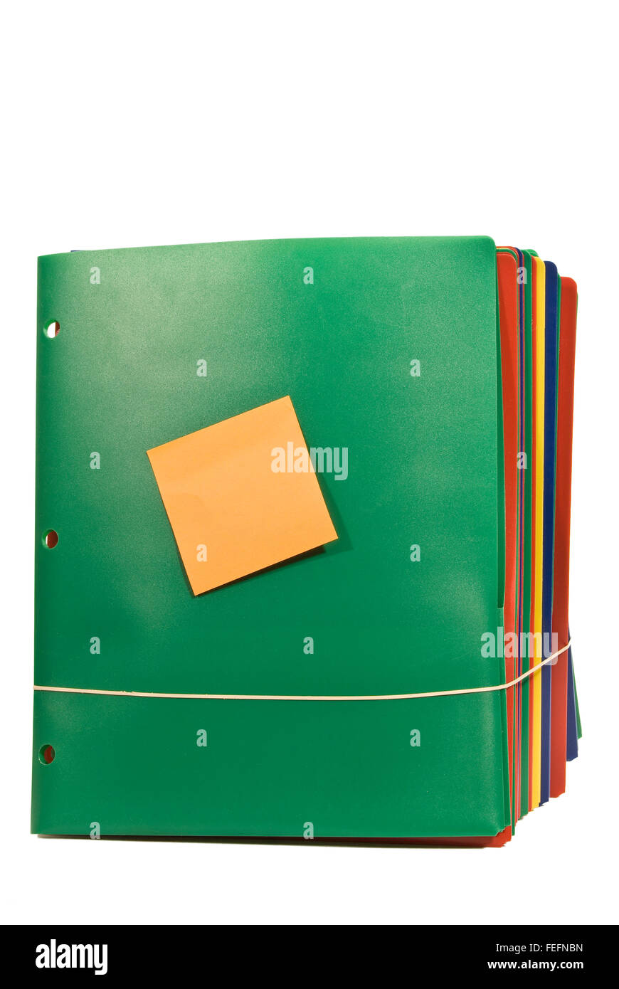Bundle of Plastic Report Covers With Post-it Note Stock Photo - Alamy