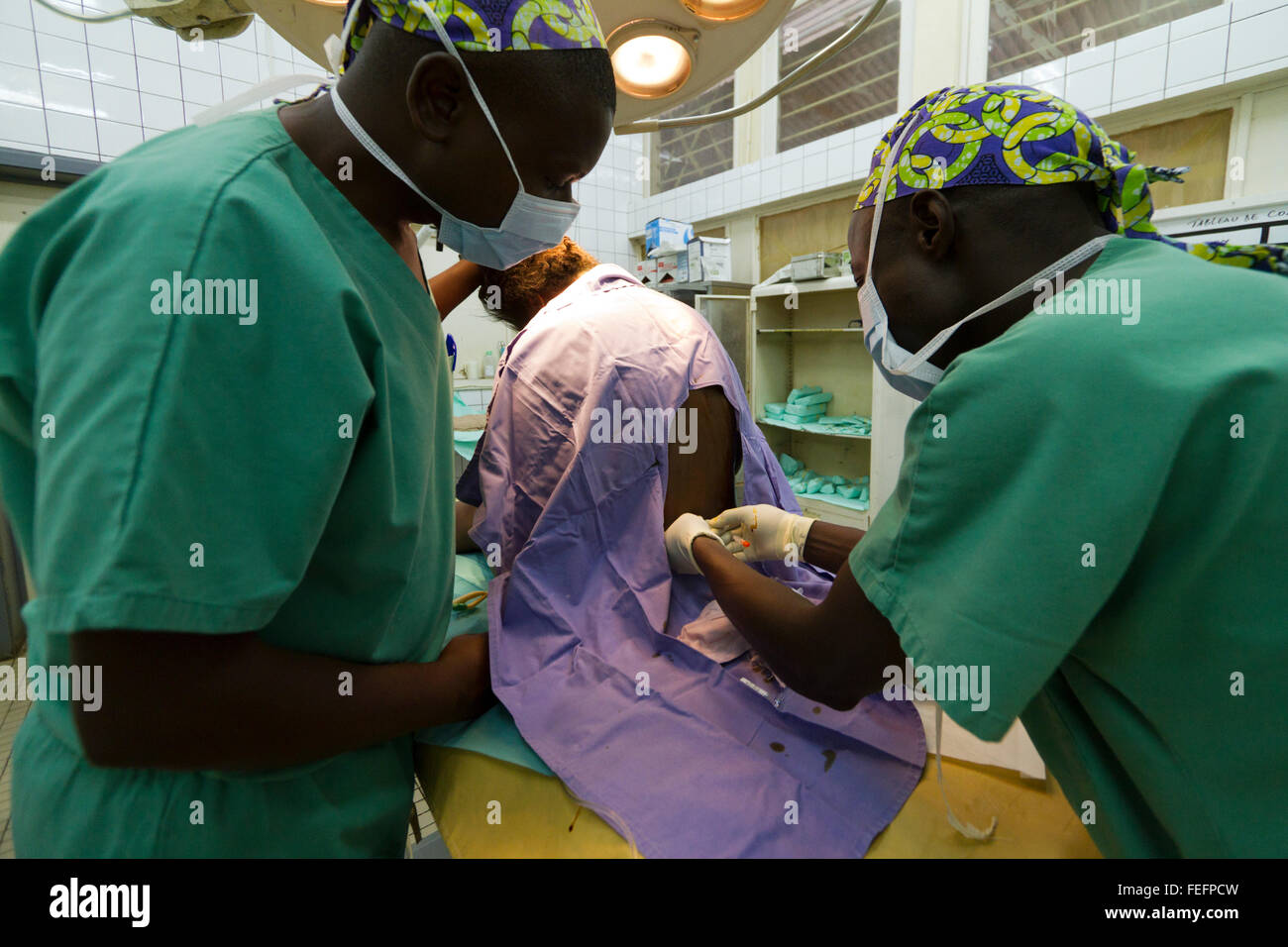 spinal anesthesia,operating room ,MSF hospital, Rutshuru,North Kivu ...