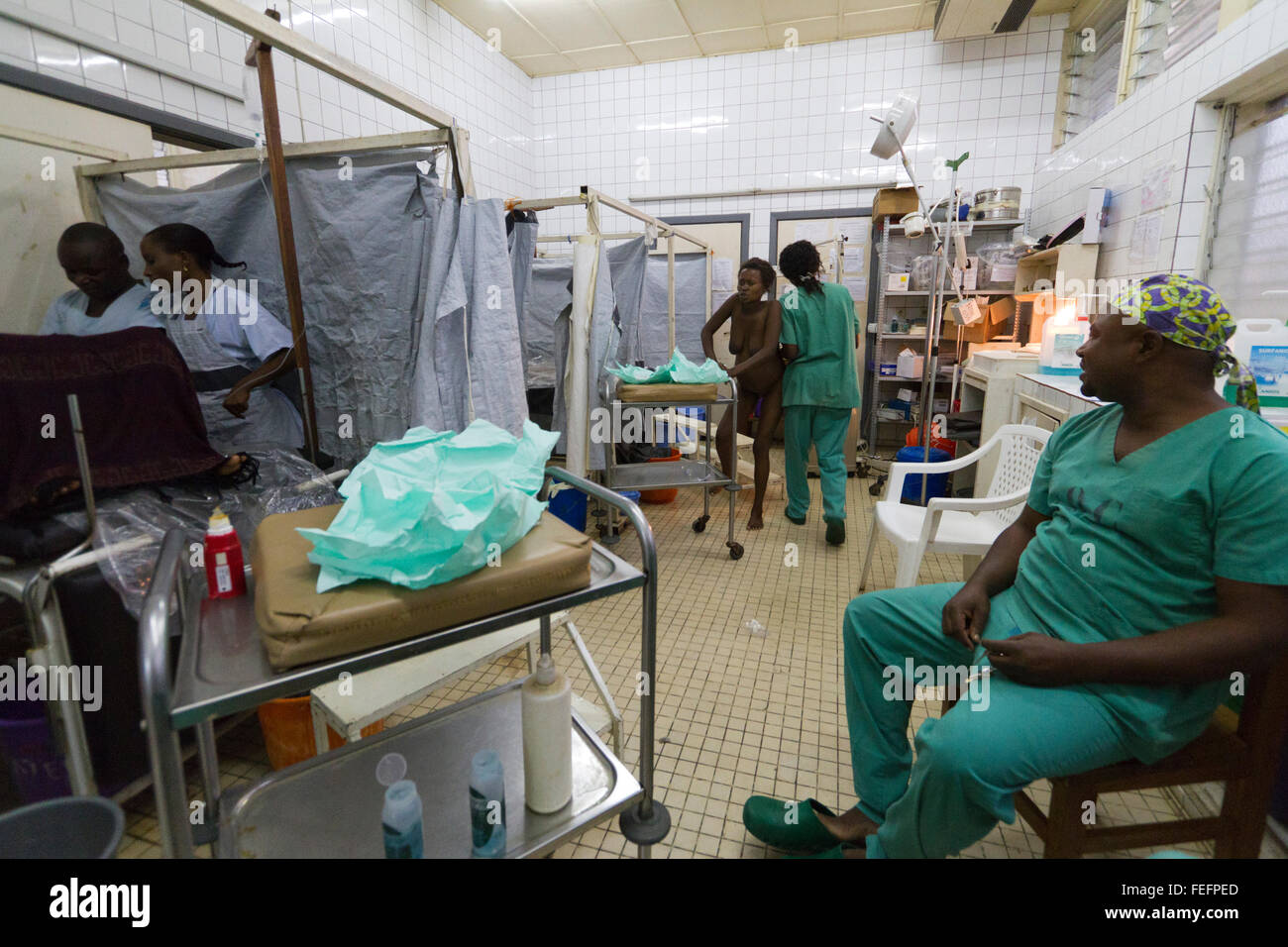 care in the delivery room,maternity ward,MSF hospital, Rutshuru,North ...