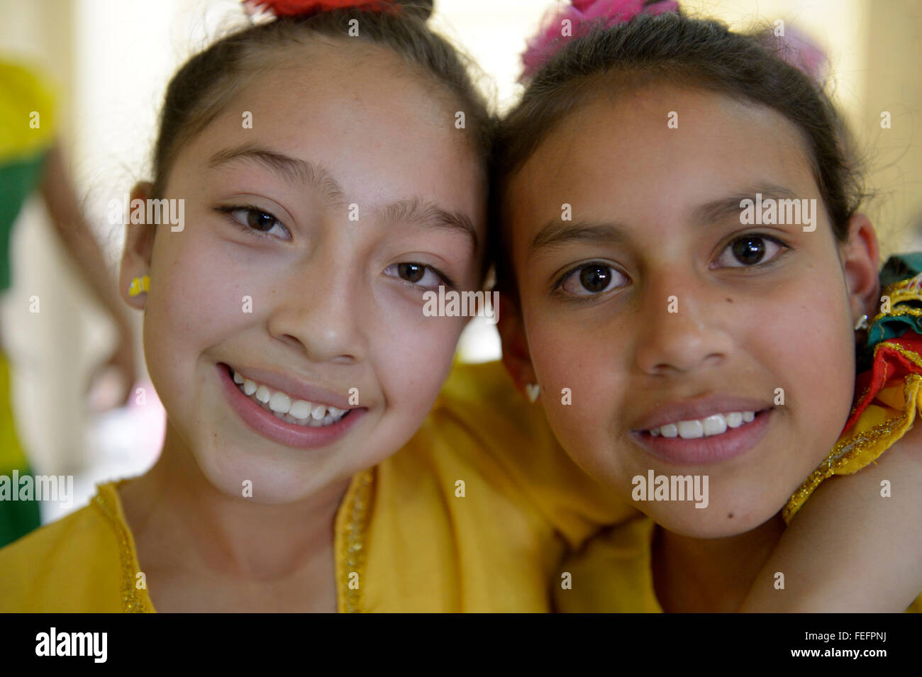 Two girls, portrait, Bogotá, Colombia Stock Photo - Alamy