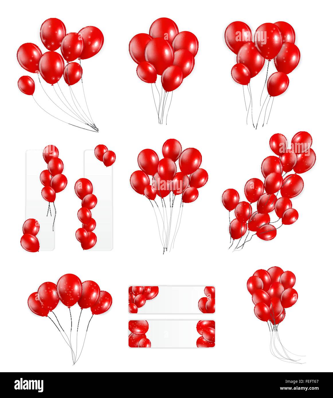 Big Set of Red Balloons, Vector Illustration Stock Vector Image & Art ...
