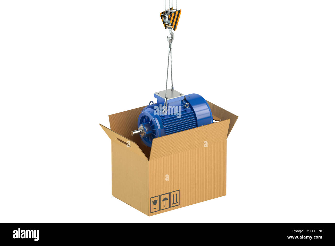 Electrical motor in the box isolated on white background Stock Photo ...