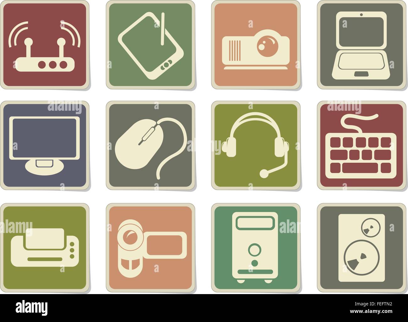Computer equipment simple vector icons Stock Vector Image & Art - Alamy