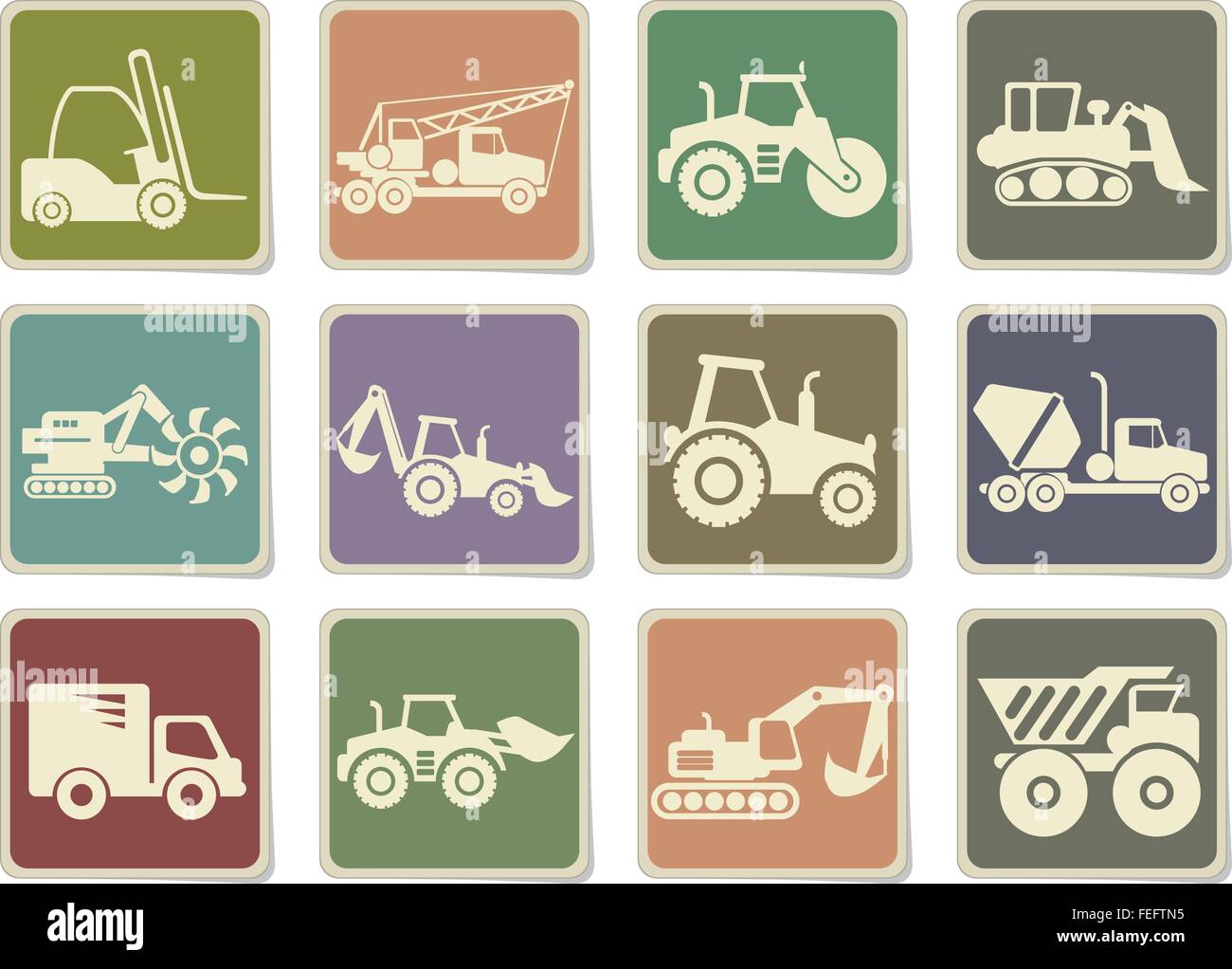 Transportation and Construction Machines icons Stock Vector Image & Art ...