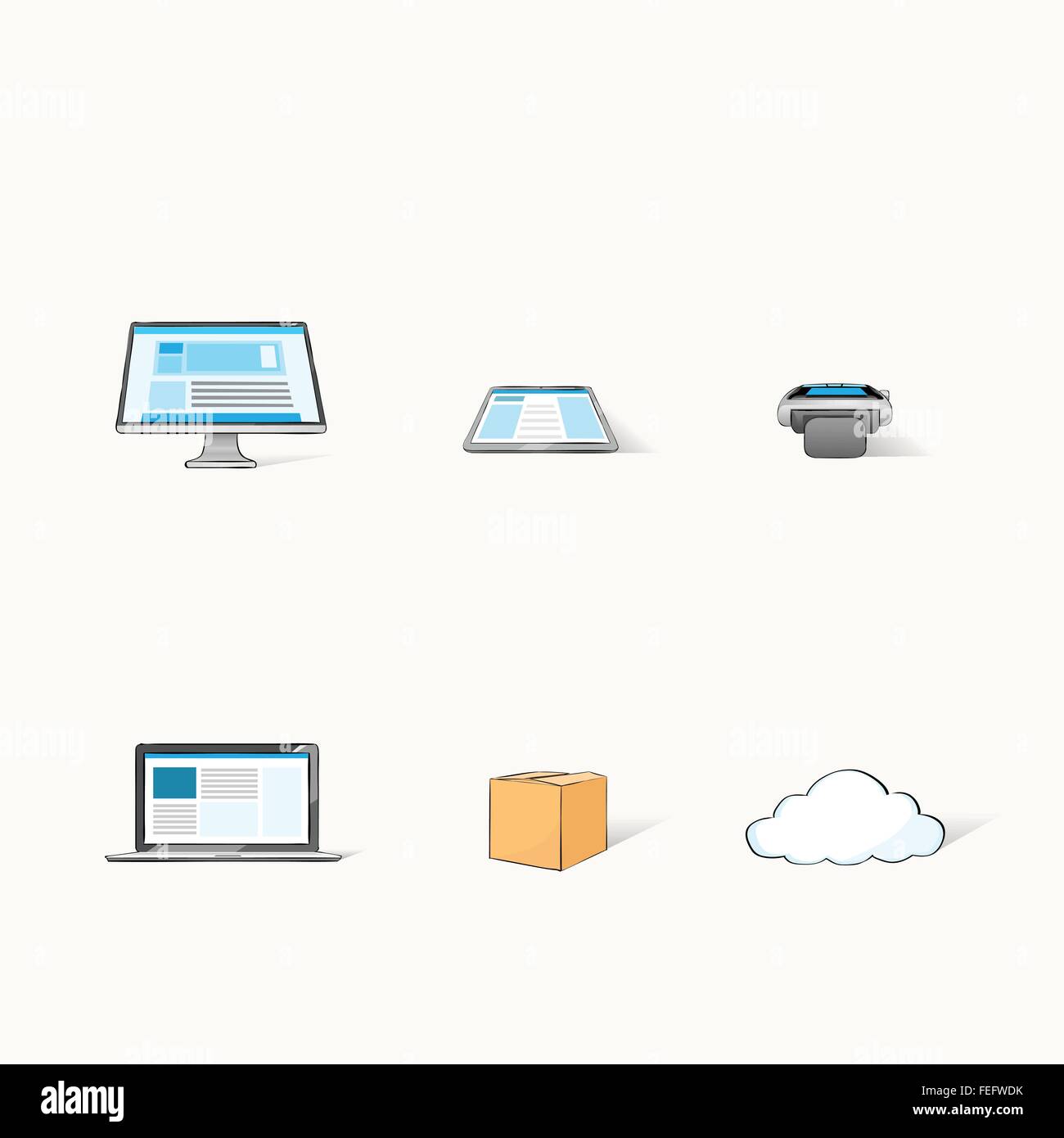 Modern Device Computer Laptop Tablet Set Collection Stock Vector Image ...