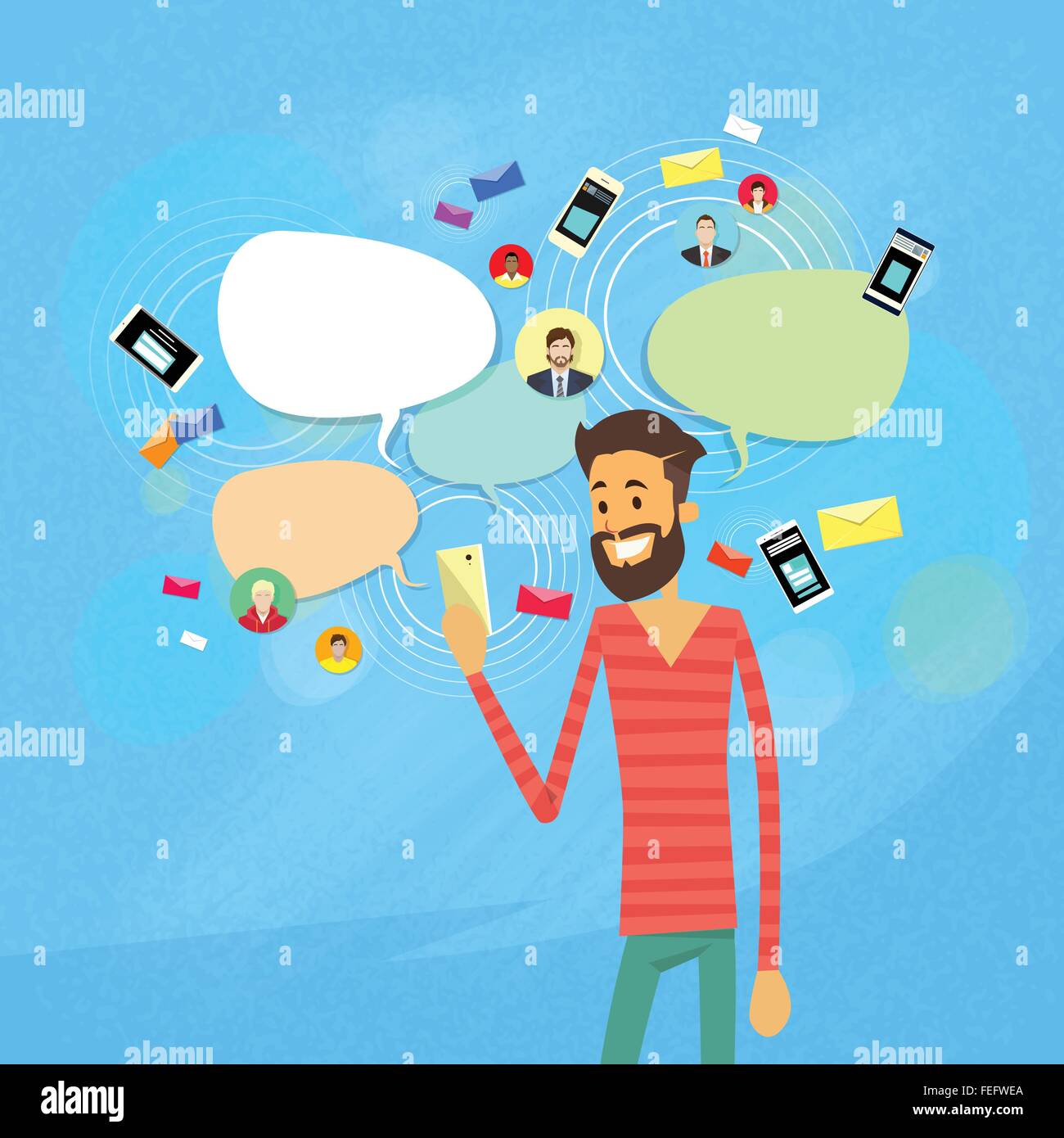 Man Chatting Texting, Social Network Communication Stock Vector Image ...