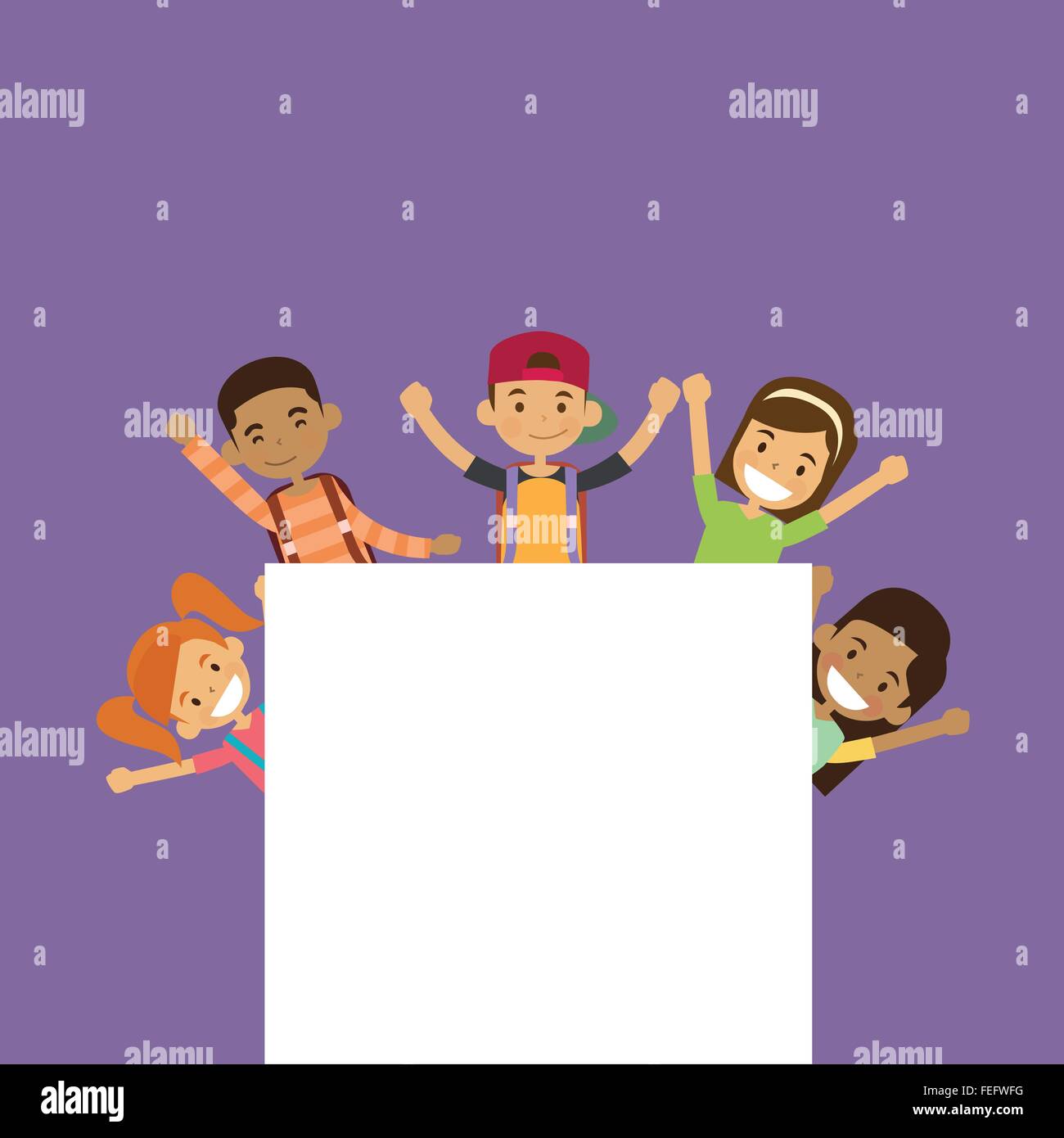 School Children Group With Empty Copy Space Stock Vector Image & Art ...