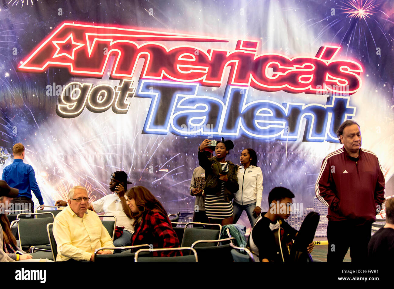 Los Angeles, CA, USA. 06th Feb, 2016. Contestants take a selfie at the ...