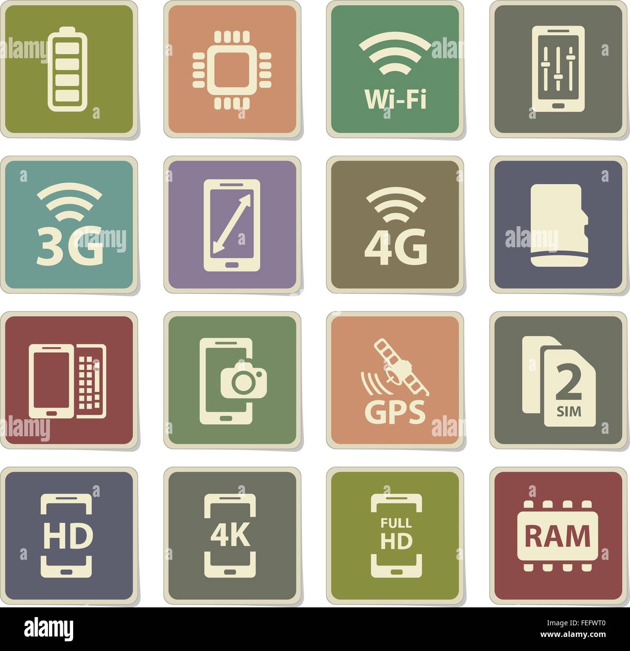 Smarthone specs simply icons Stock Vector Image & Art - Alamy