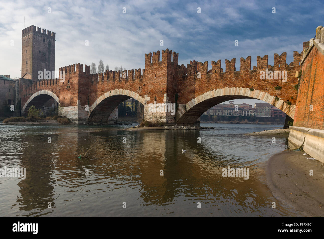 The medieval castle and bridge of Castelvecchio, in the old town of ...