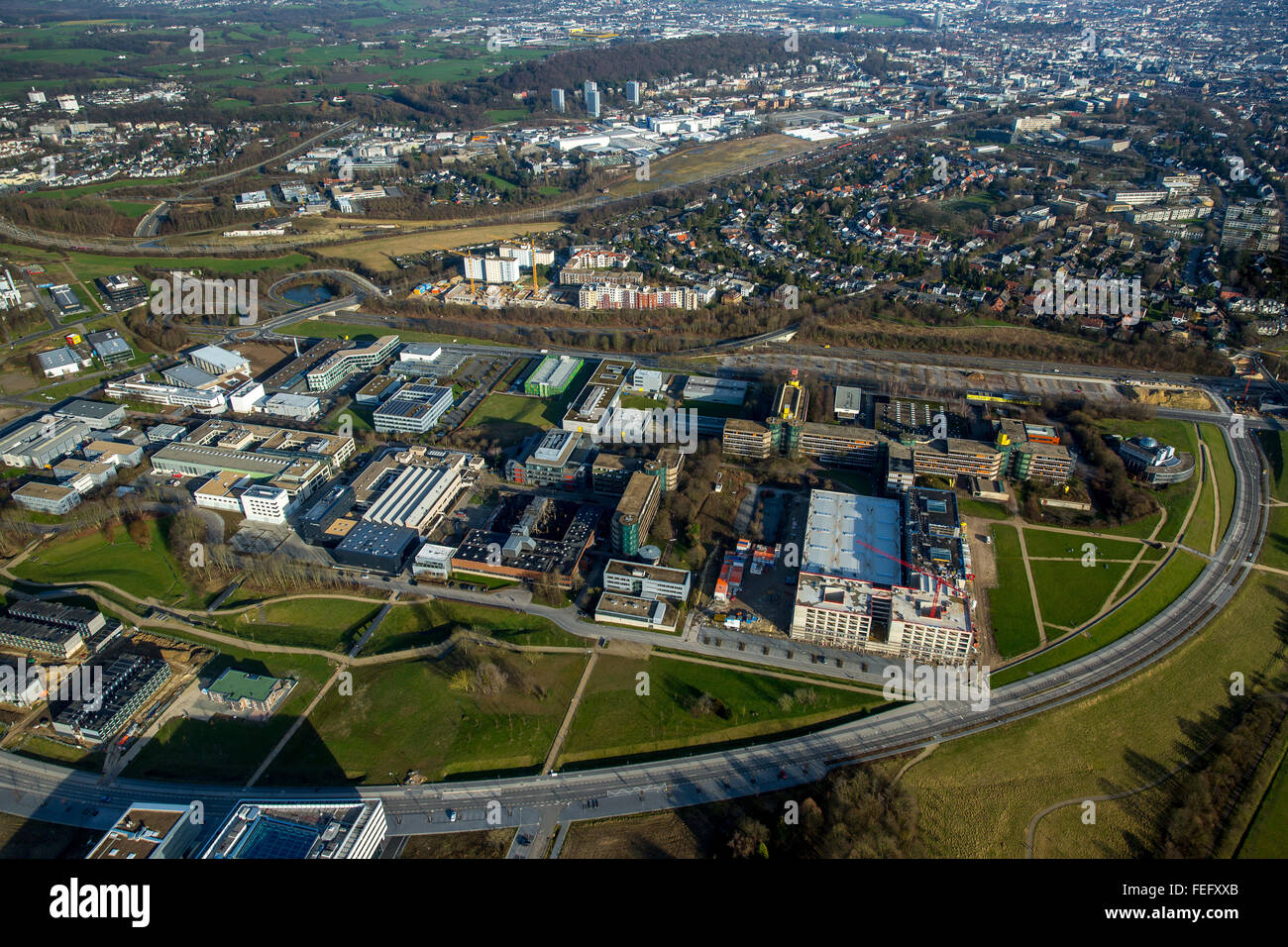 Aerial view, fire, Aachen, Hall of WZL RWTH Campus Melaten completely ...