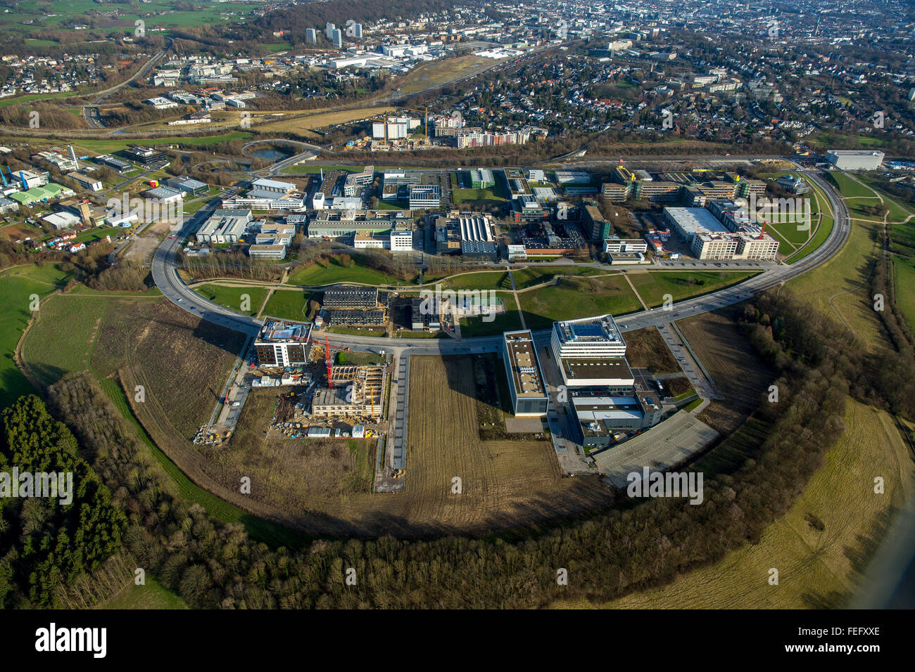 Aerial view, fire, Aachen, Hall of WZL RWTH Campus Melaten completely ...