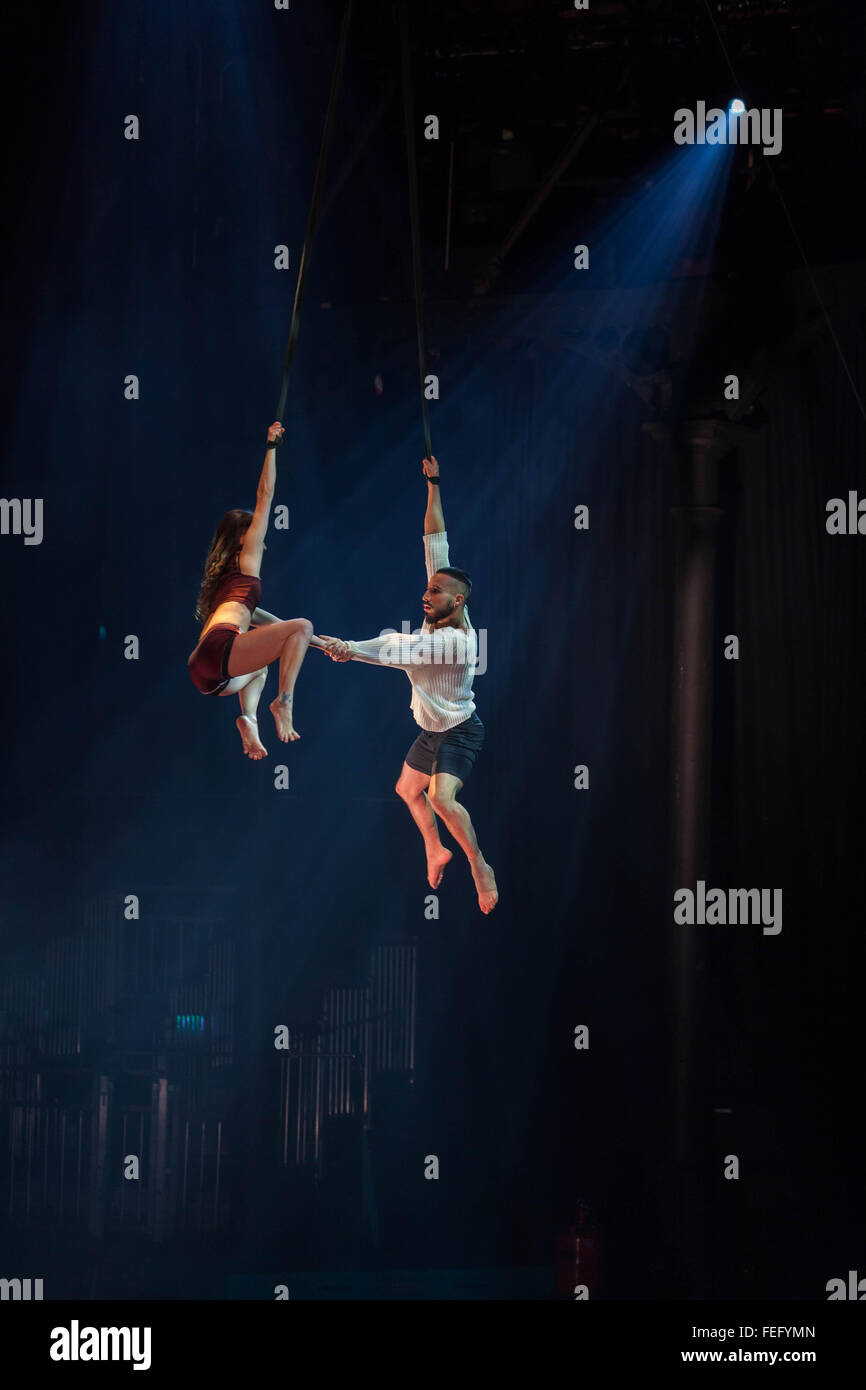 Trapeze acrobats, Circolombia Circus, Roundhouse, Camden, London ...