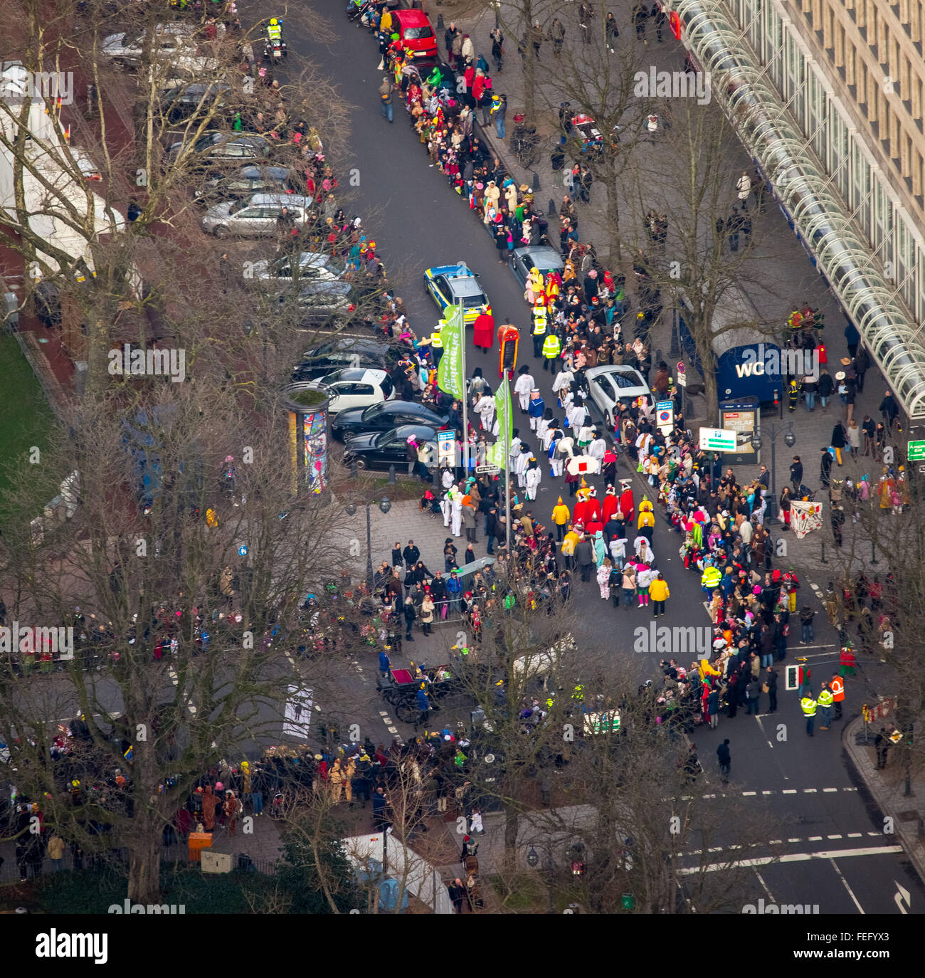 Aerial view, children's carnival 2016 on the KÖ on Saturday, February 6 ...