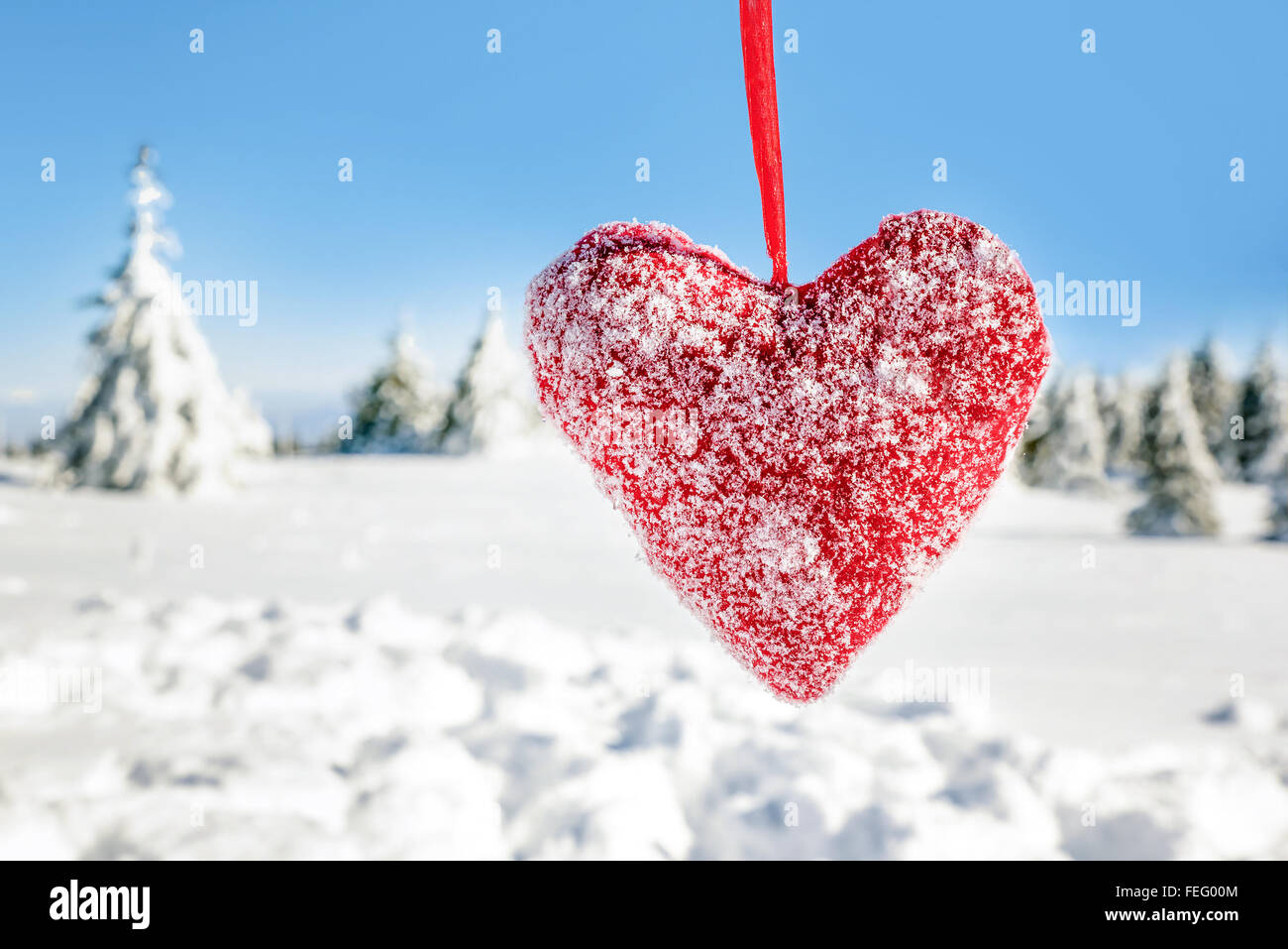 Red Heart In Snow