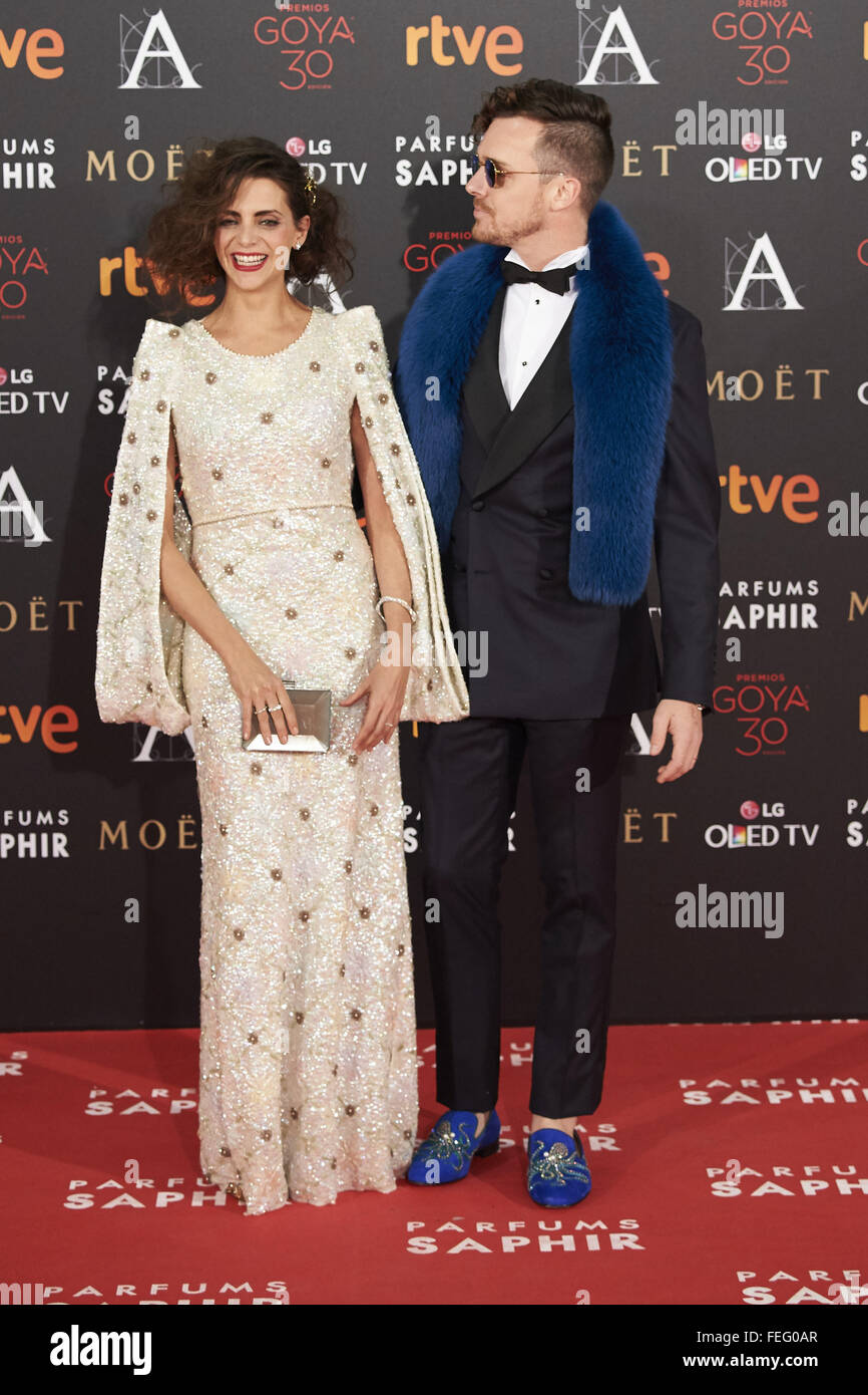 Madrid, Spain. 6th Feb, 2016. Aldo Comas, Macarena Gomez attends Goya ...