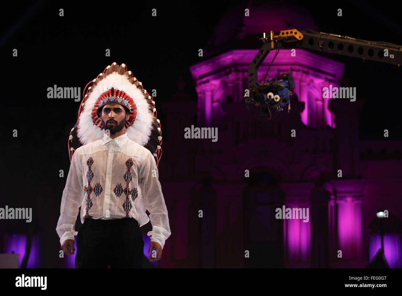 Dhaka, Bangladesh. 6th Feb, 2016. Models display cloths made by Muslin ...