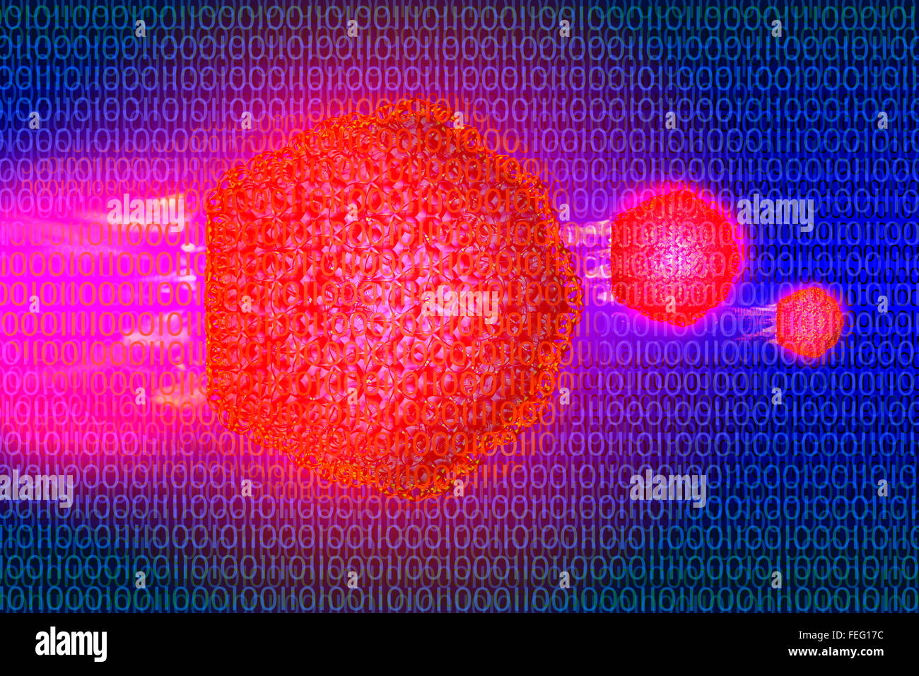 Conceptual illustration of a computer virus destroying data Stock Photo ...