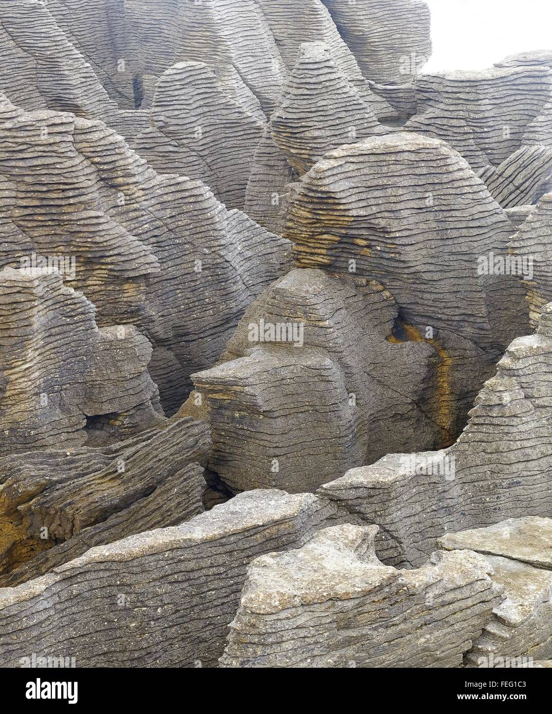 Heavily eroded sedimentary limestone rocks in New Zealand Stock Photo ...