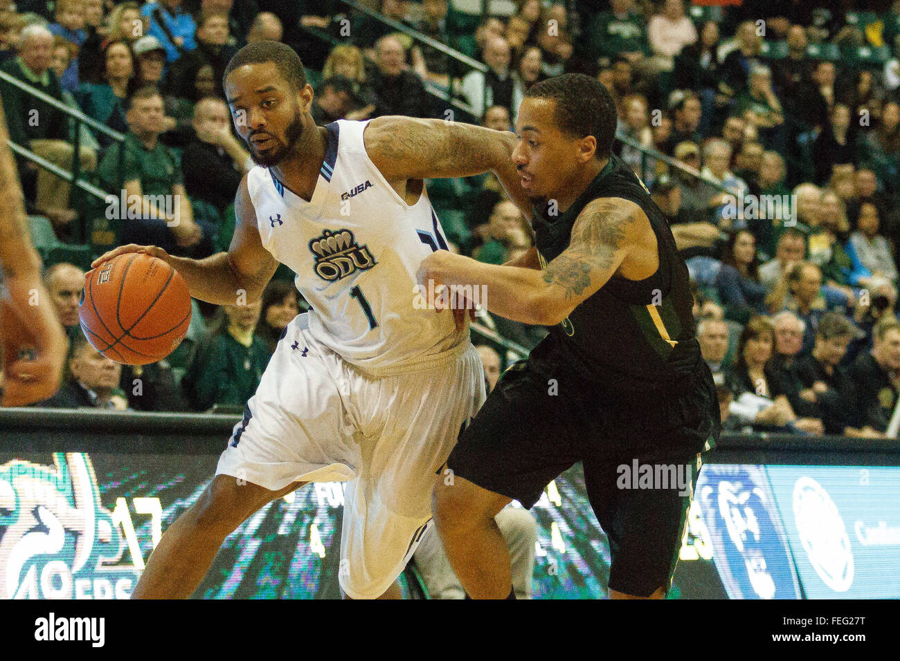 Charlotte, NC, USA. 6th Feb, 2016. Aaron Bacote (1) of the Old Dominion ...