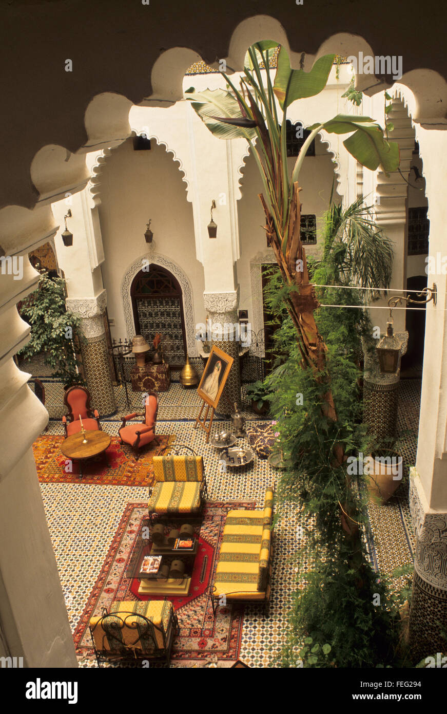 Inner Courtyard of a 17th.-century House in the Medina of Fez, Morocco ...