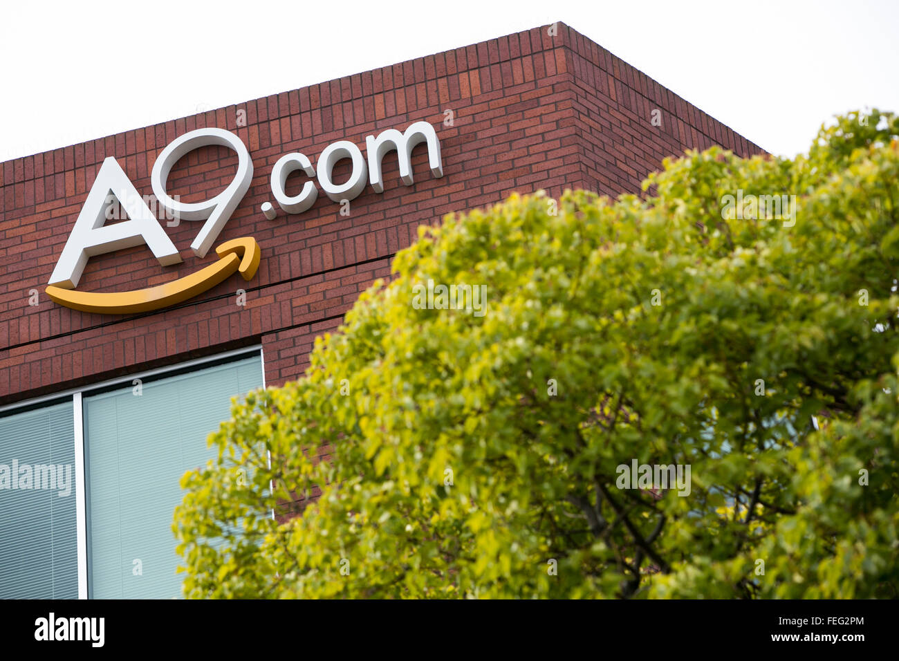 A logo sign outside of the headquarters of A9.com, a subsidiary of ...
