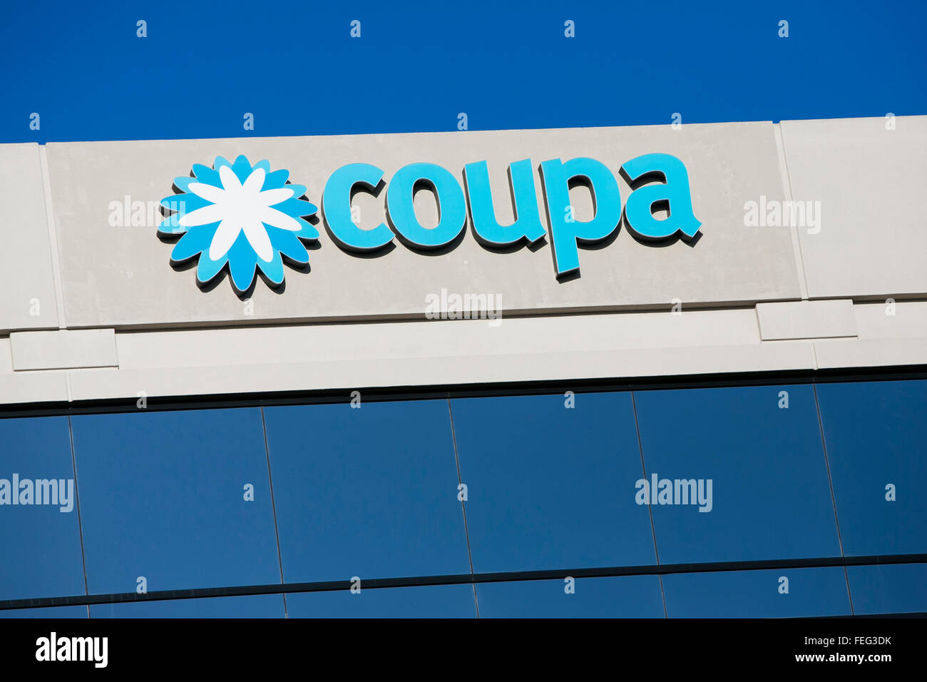 A logo sign outside of the headquarters of Coupa in San Mateo ...
