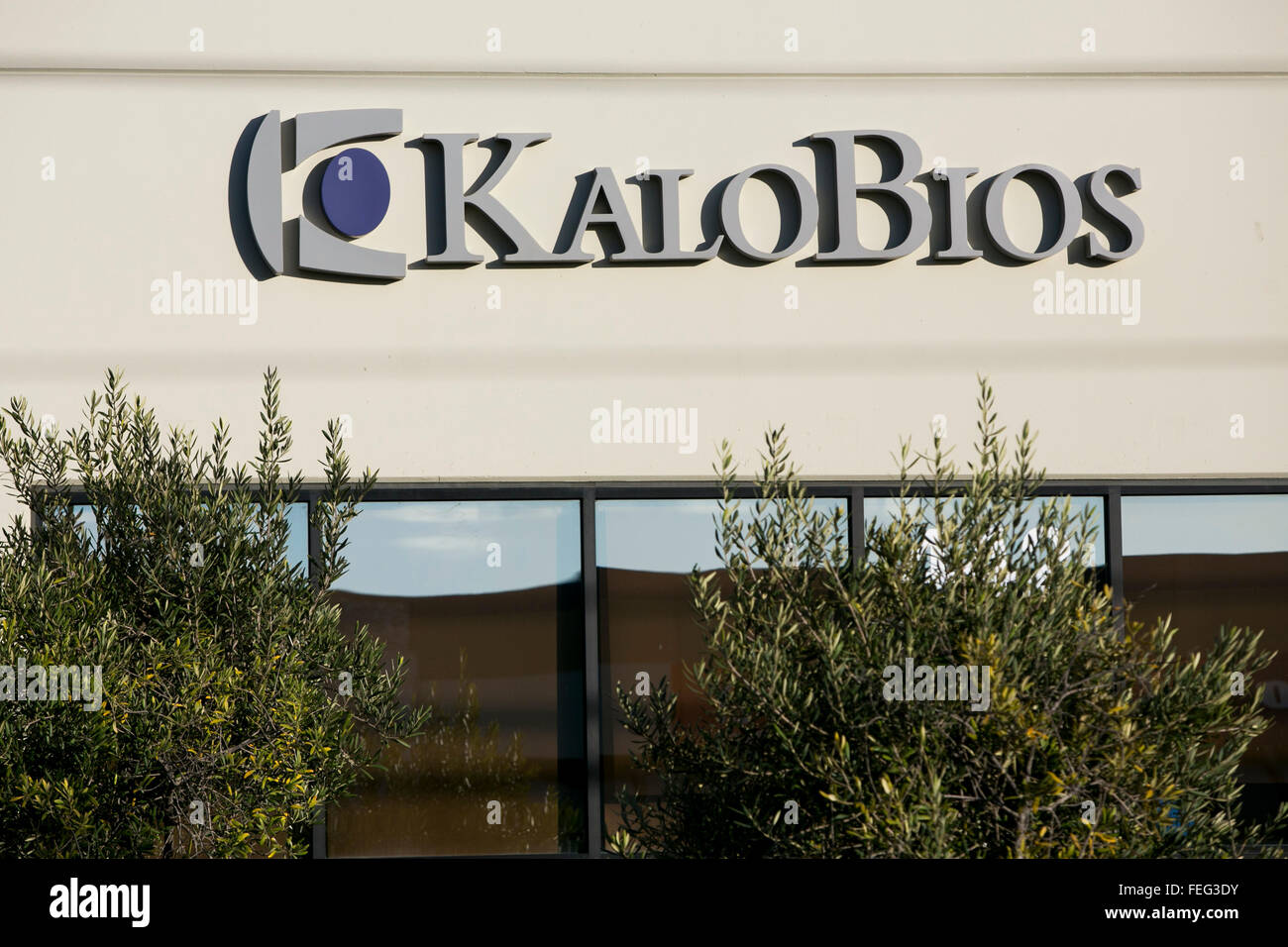A logo sign outside of the headquarters of KaloBios Pharmaceuticals Inc ...