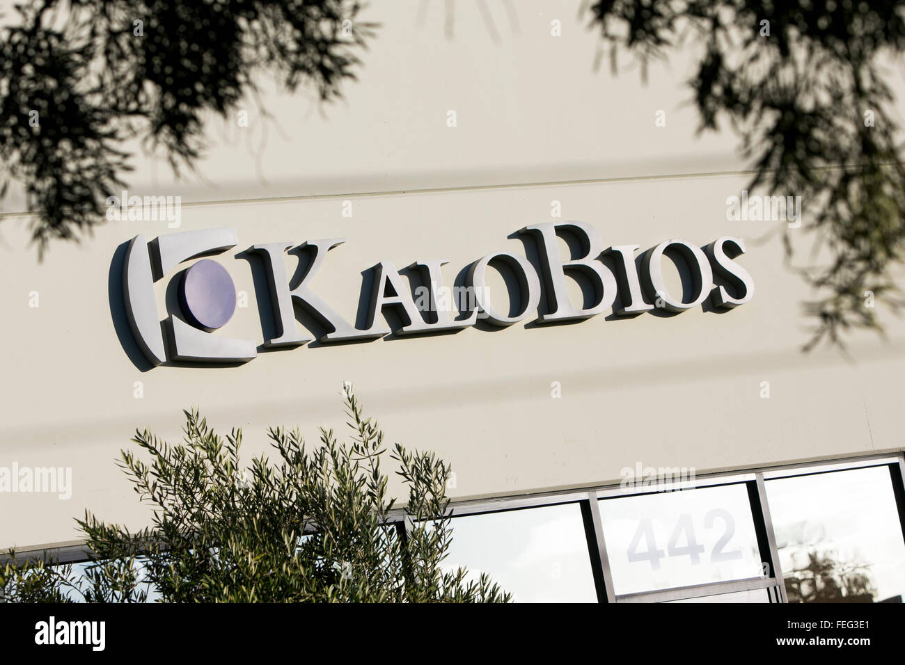 A logo sign outside of the headquarters of KaloBios Pharmaceuticals Inc ...
