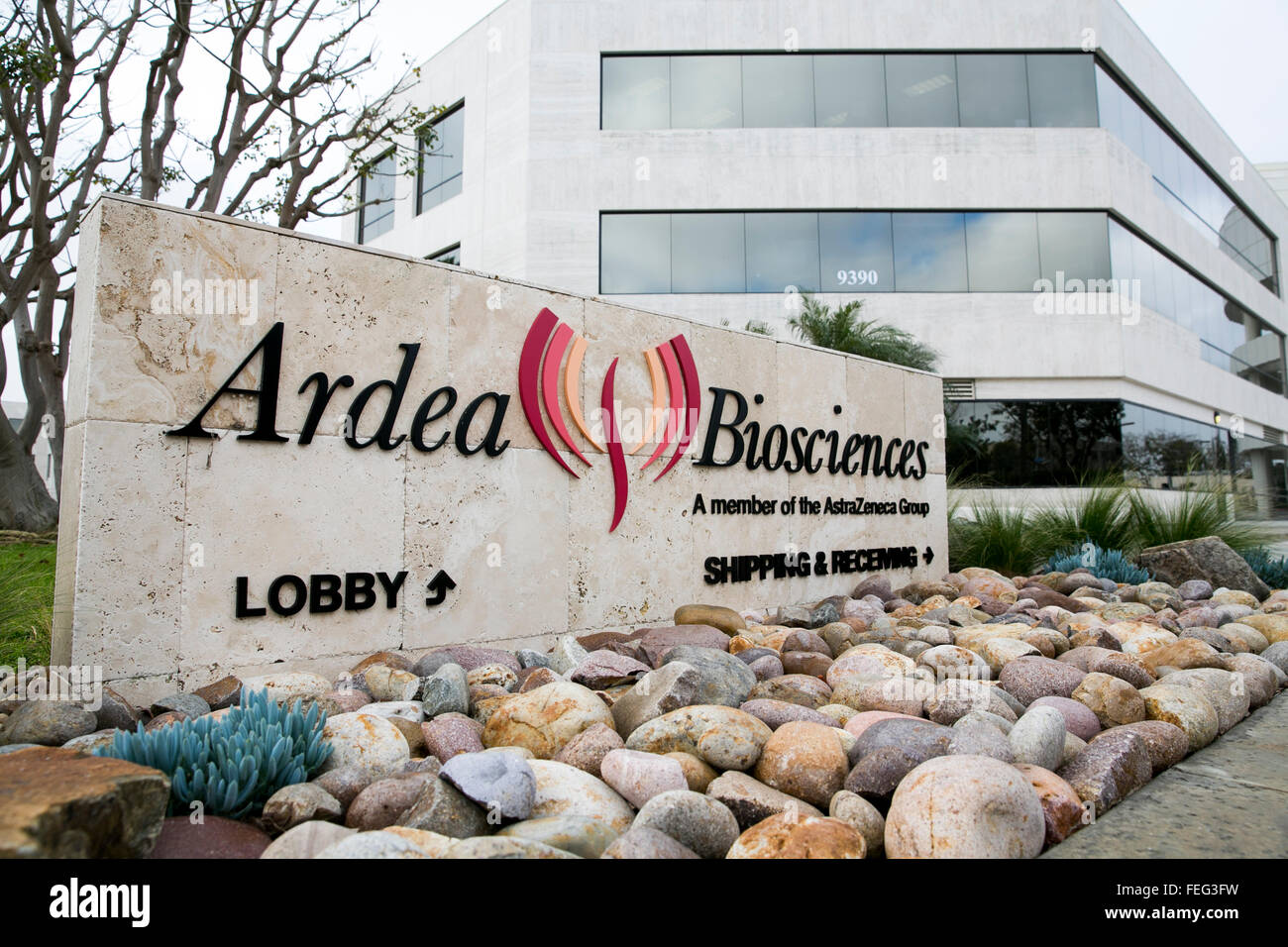 A logo sign outside of the headquarters of Ardea Biosciences in San ...
