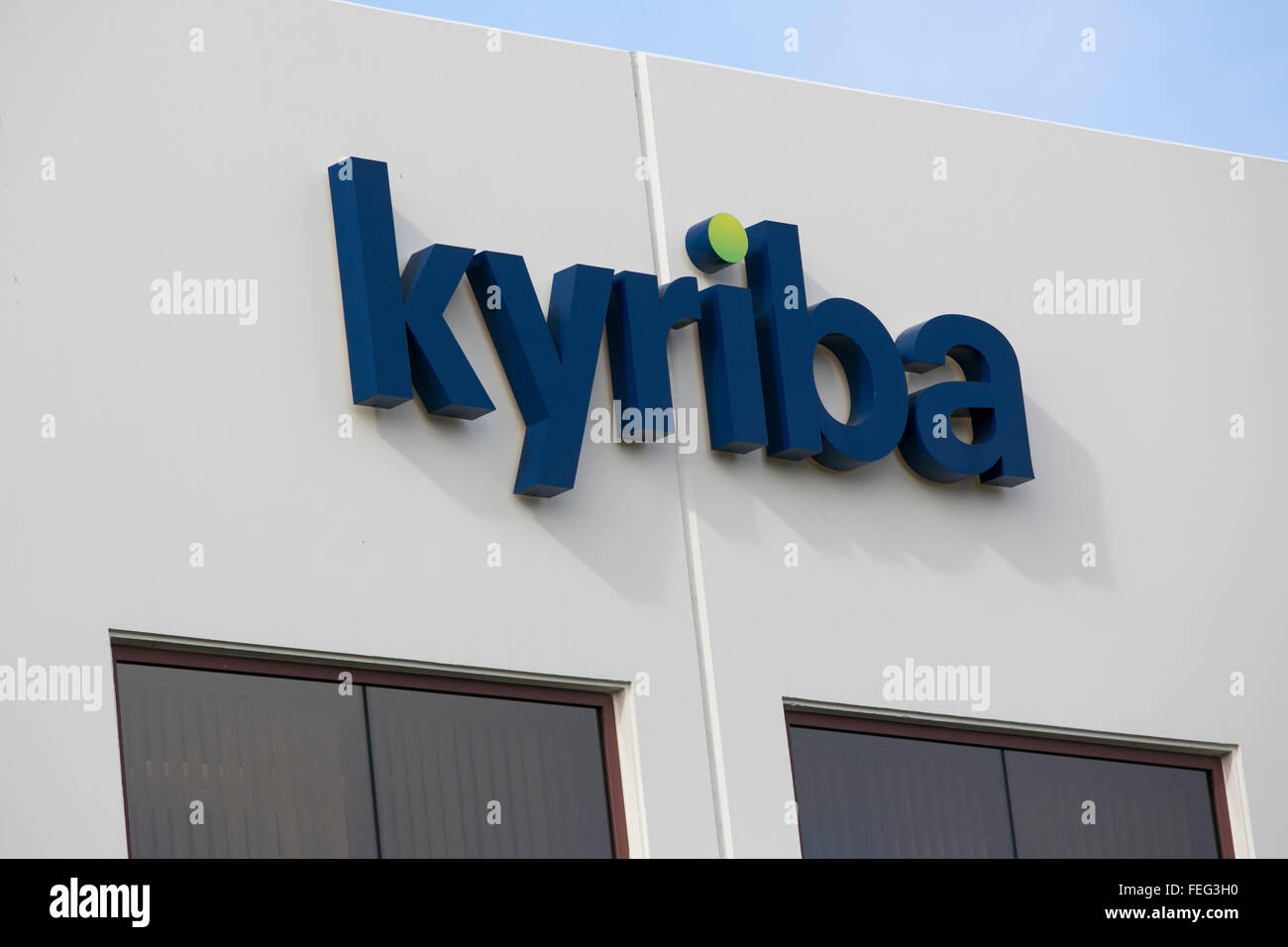 A logo sign outside of the headquarters of Kyriba in San Diego ...