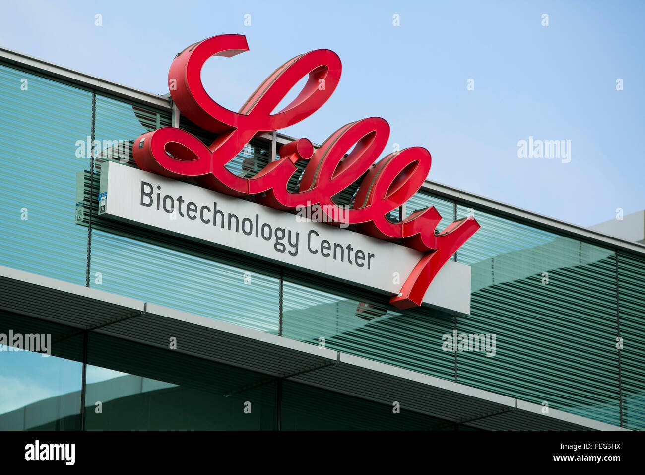 A logo sign outside of a facility occupied by Eli Lilly and Company in ...