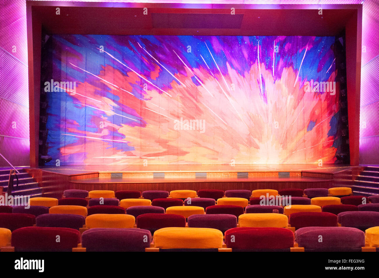 Stage and seats in The Pacifica Theatre, Royal Caribbean's Brilliance ...
