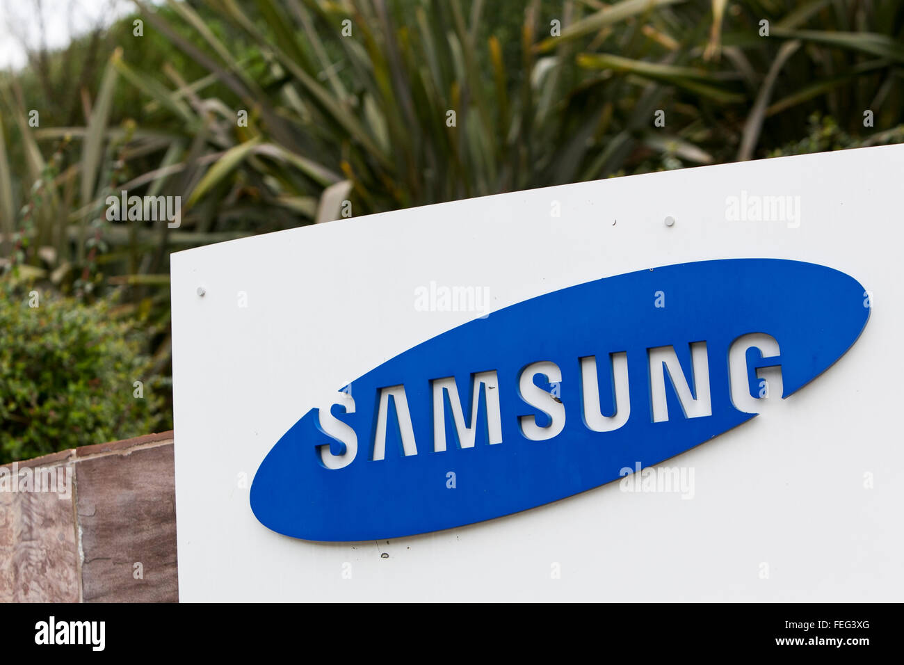 A logo sign outside of a facility occupied by Samsung in San Diego ...