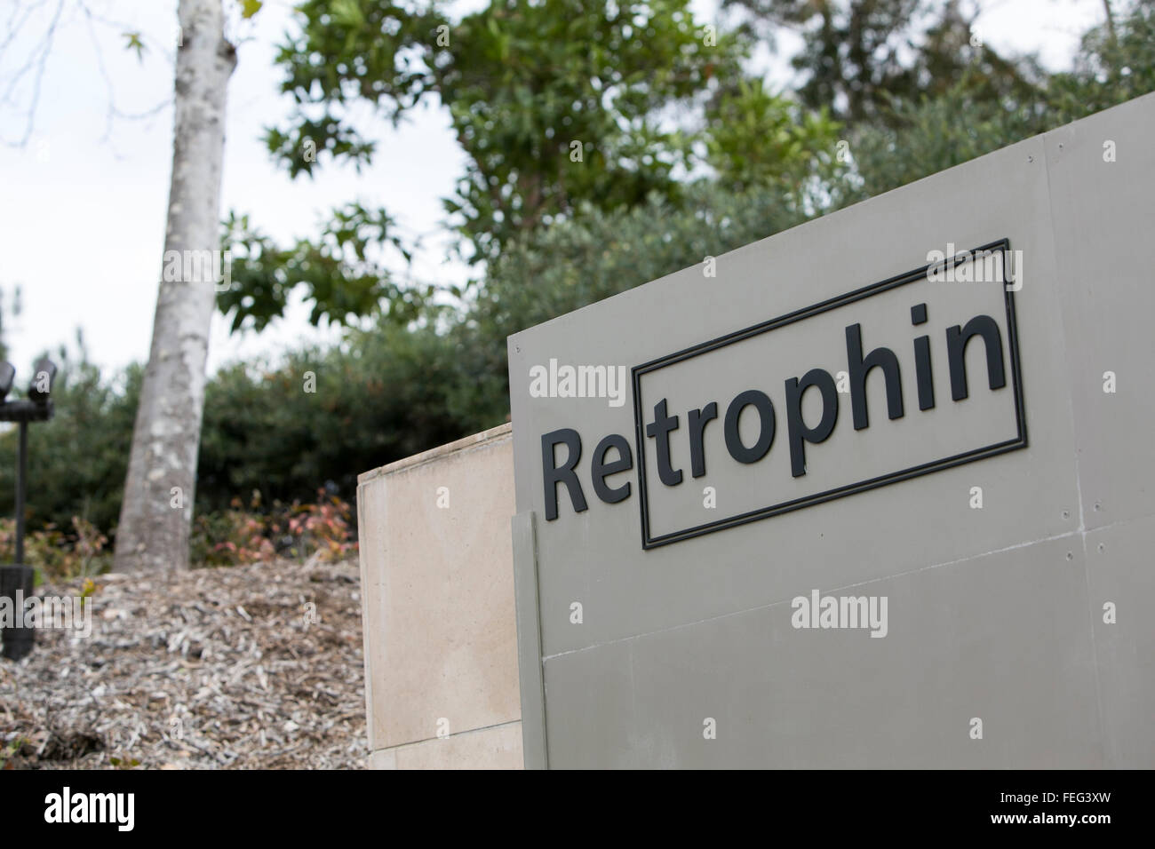A logo sign outside of the headquarters of Retrophin in San Diego ...