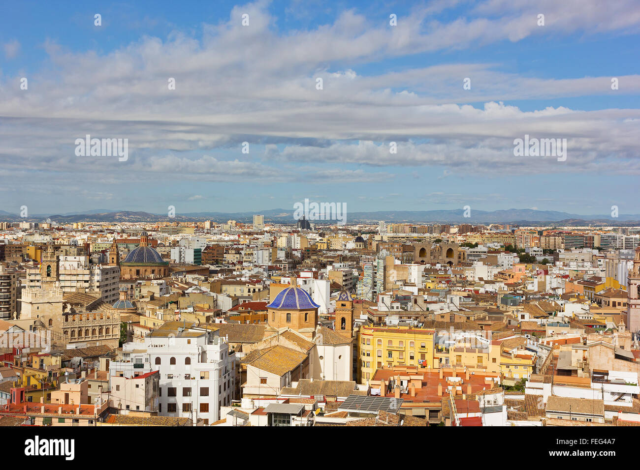 Aerial view on Valencia old city landmarks and urban architecture Stock ...
