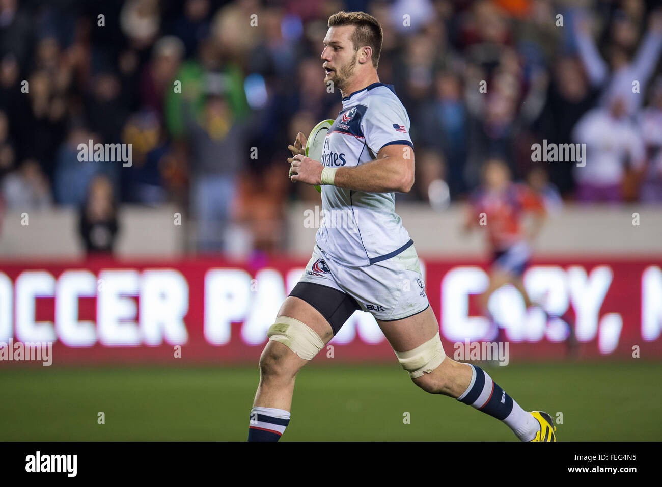 February 6, 2016: USA's Cam Dolan(6) breaks free and scores a try ...