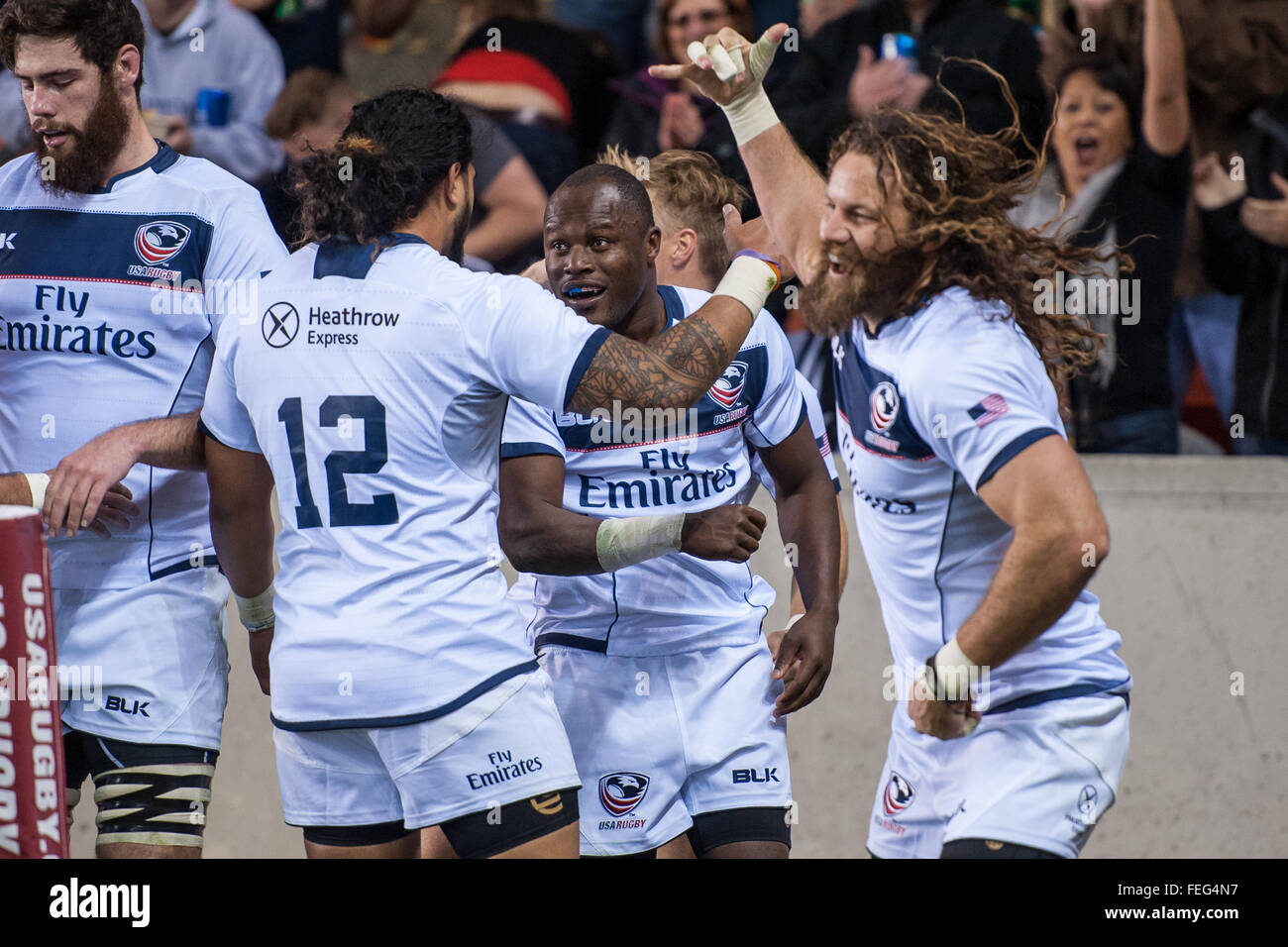 Houston, TX, USA. 6th Feb, 2016. Team USA celebrates after USA's ...