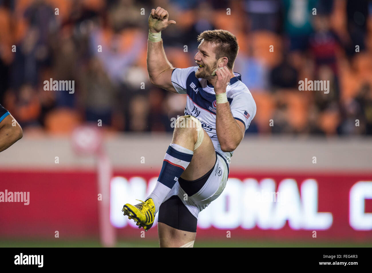 February 6, 2016: USA's Cam Dolan(6) celebrates after scoring a try ...