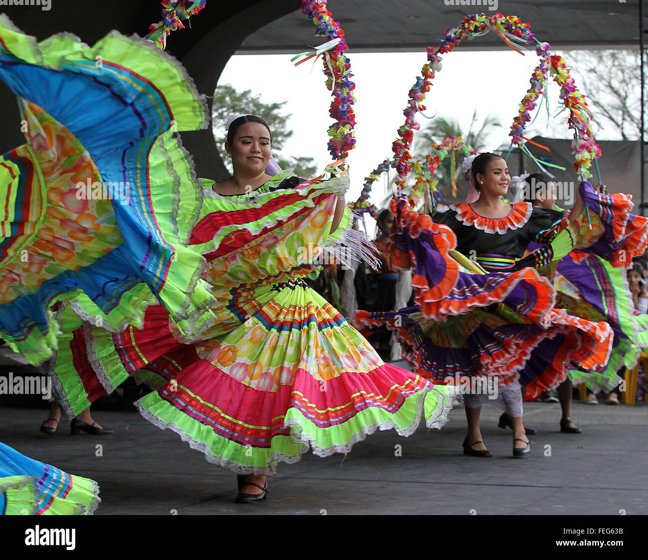 Pasay City, Philippines. 7th Feb, 2016. Dancers perform folk dance ...