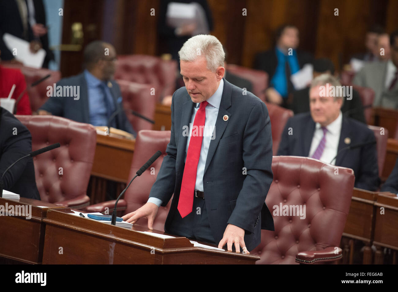 New York, NY, USA. 5th Feb, 2016. City Council member JAMES VAN BRAMER ...