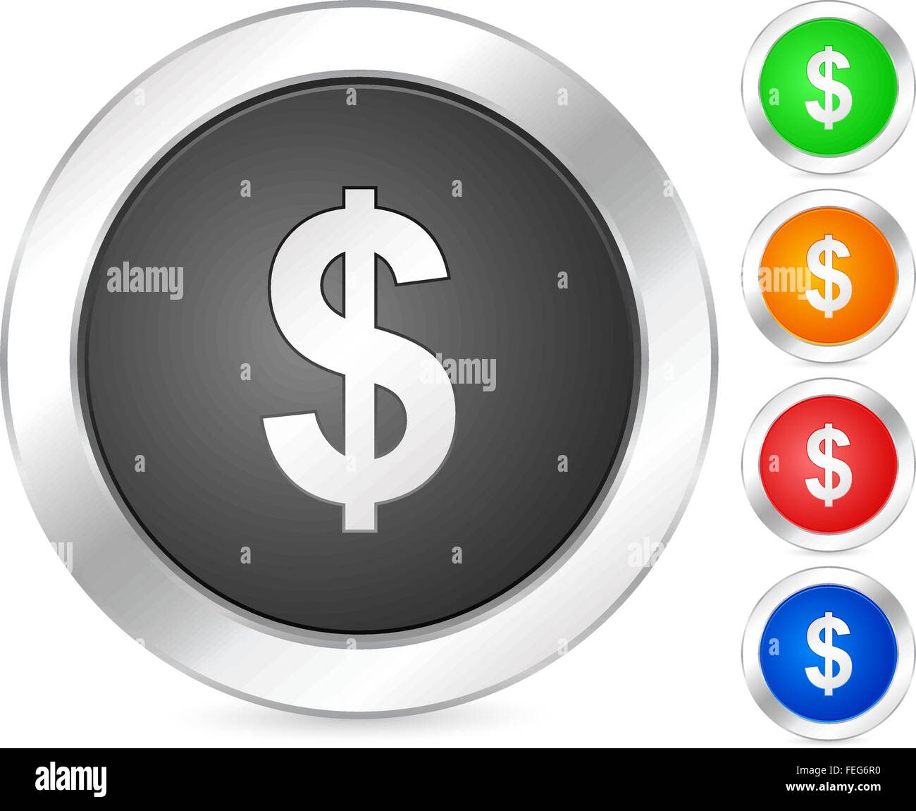 computer icon dollar set isolated on a white background. Vector ...