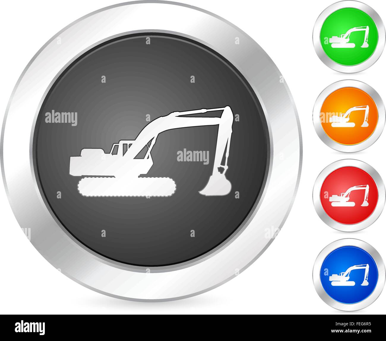 computer icon excavator set isolated on a white background. Vector ...