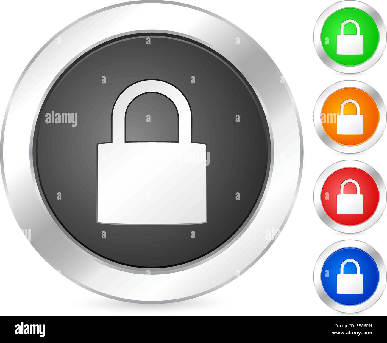 computer icon padlock set isolated on a white background. Vector ...