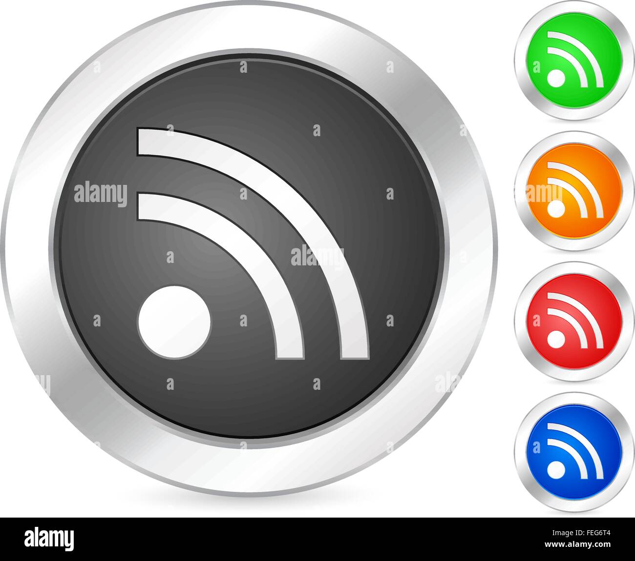 computer icon RSS set isolated on a white background. Vector ...