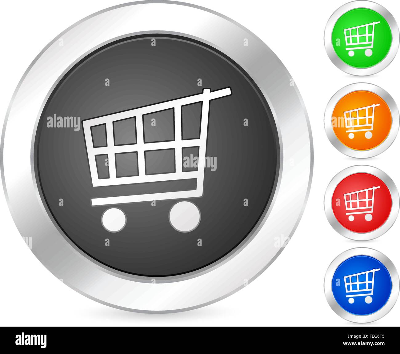 computer icon shopping cart set isolated on a white background. Vector ...