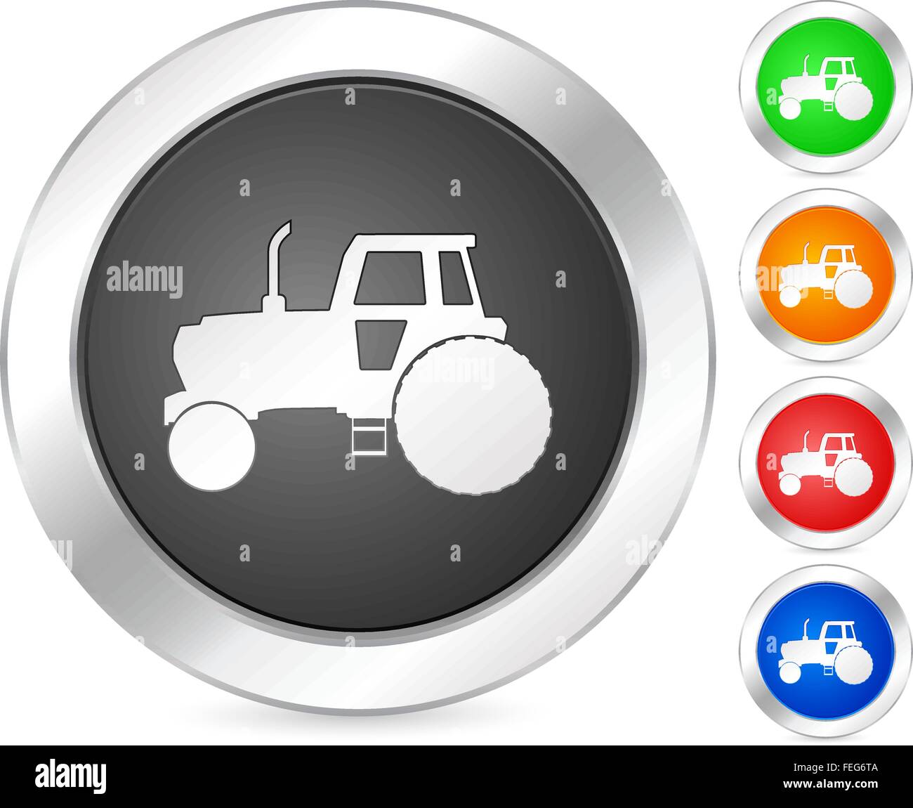 computer icon tractor set isolated on a white background. Vector ...