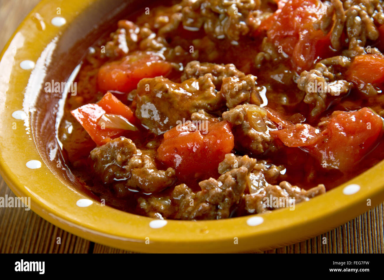 Axoa - traditional dish of the Basque country.minced beef with ...